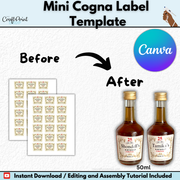 Mini Cognac Label Template – Editable Canva Digital Download – The ...