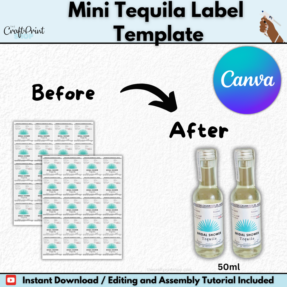 Mini Tequila Label Template – Editable Canva Digital Download – The ...